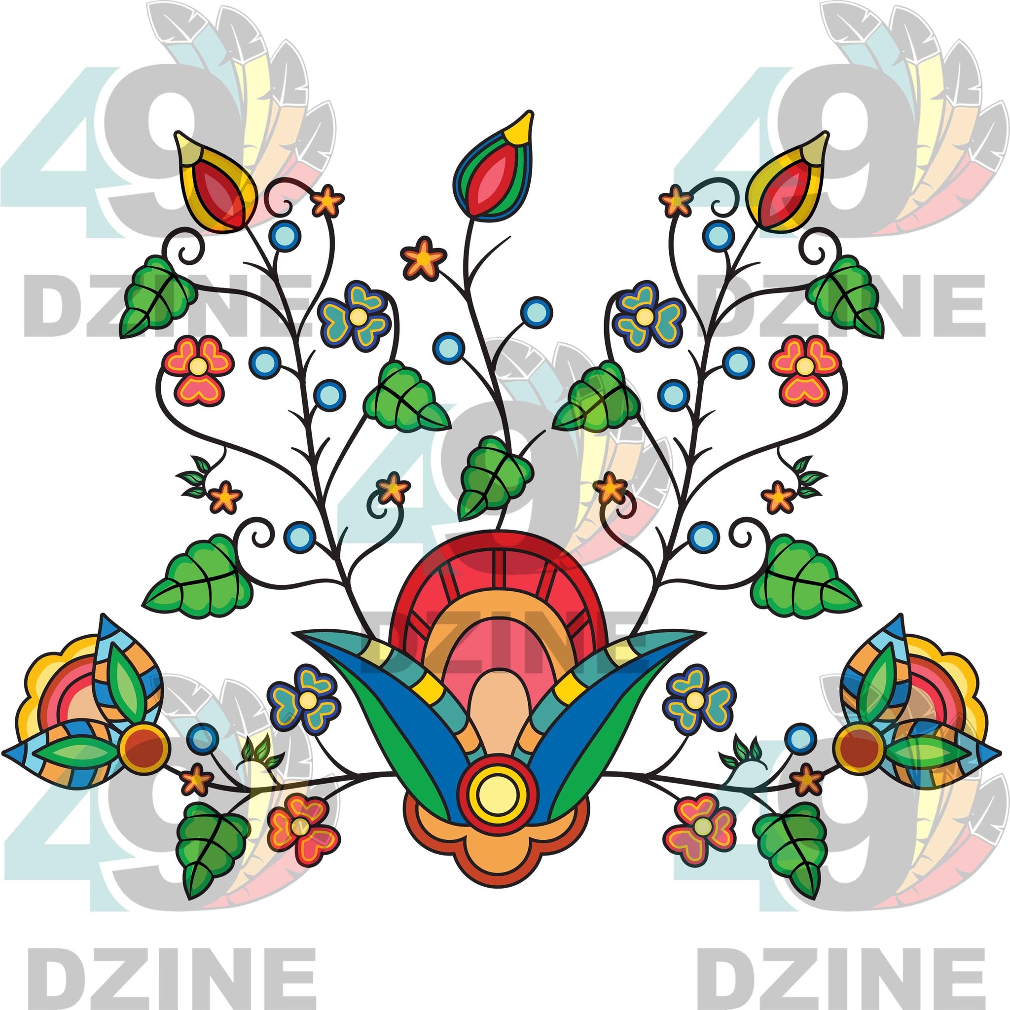 Floral Transfer - Rainbow Petal Path Various Sizes