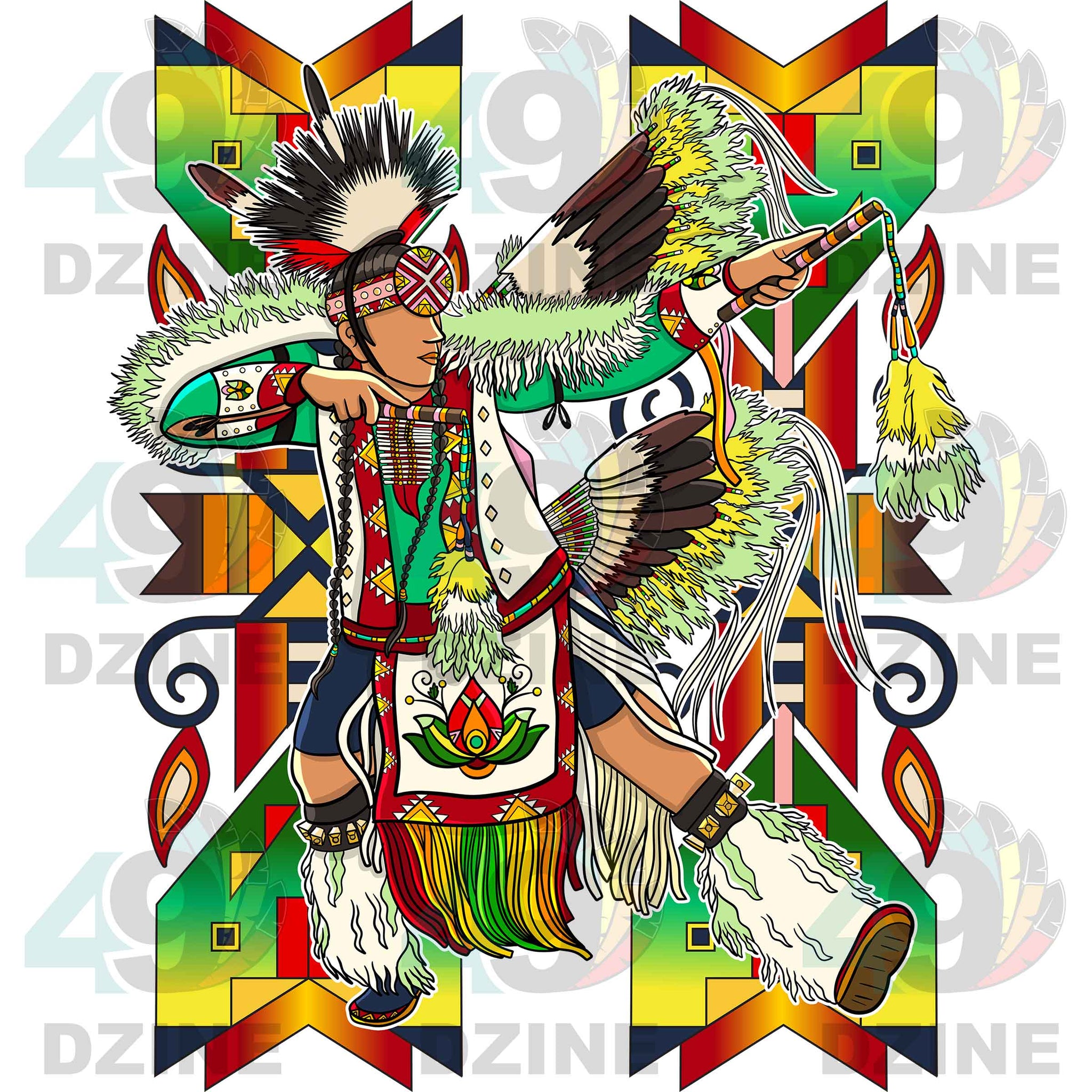 Fancy Dancer 4 with Geometric Design Transfer (Various Sizes)