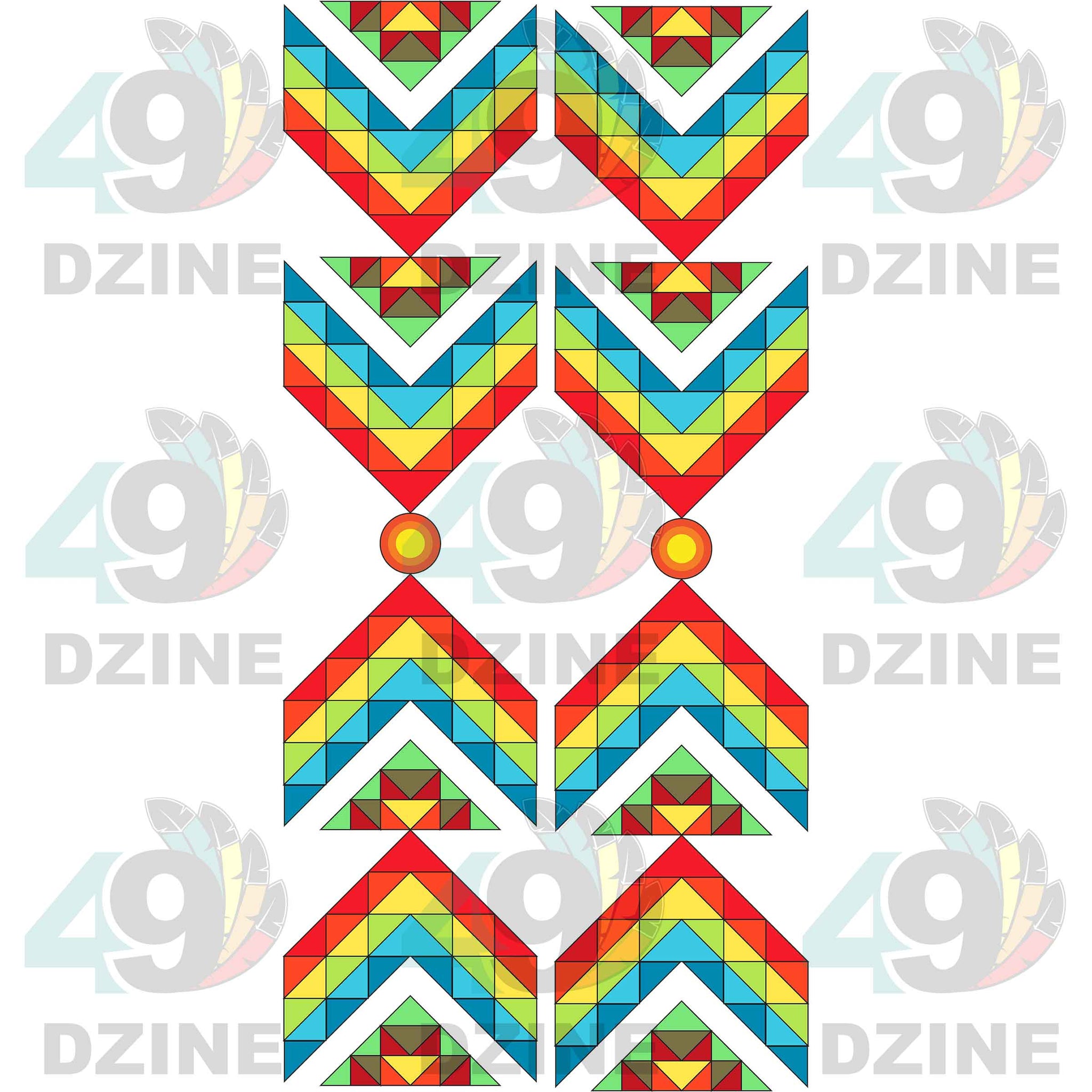 Fancy Dancer 6 with Geometric Design Two arm pieces Transfer (Various