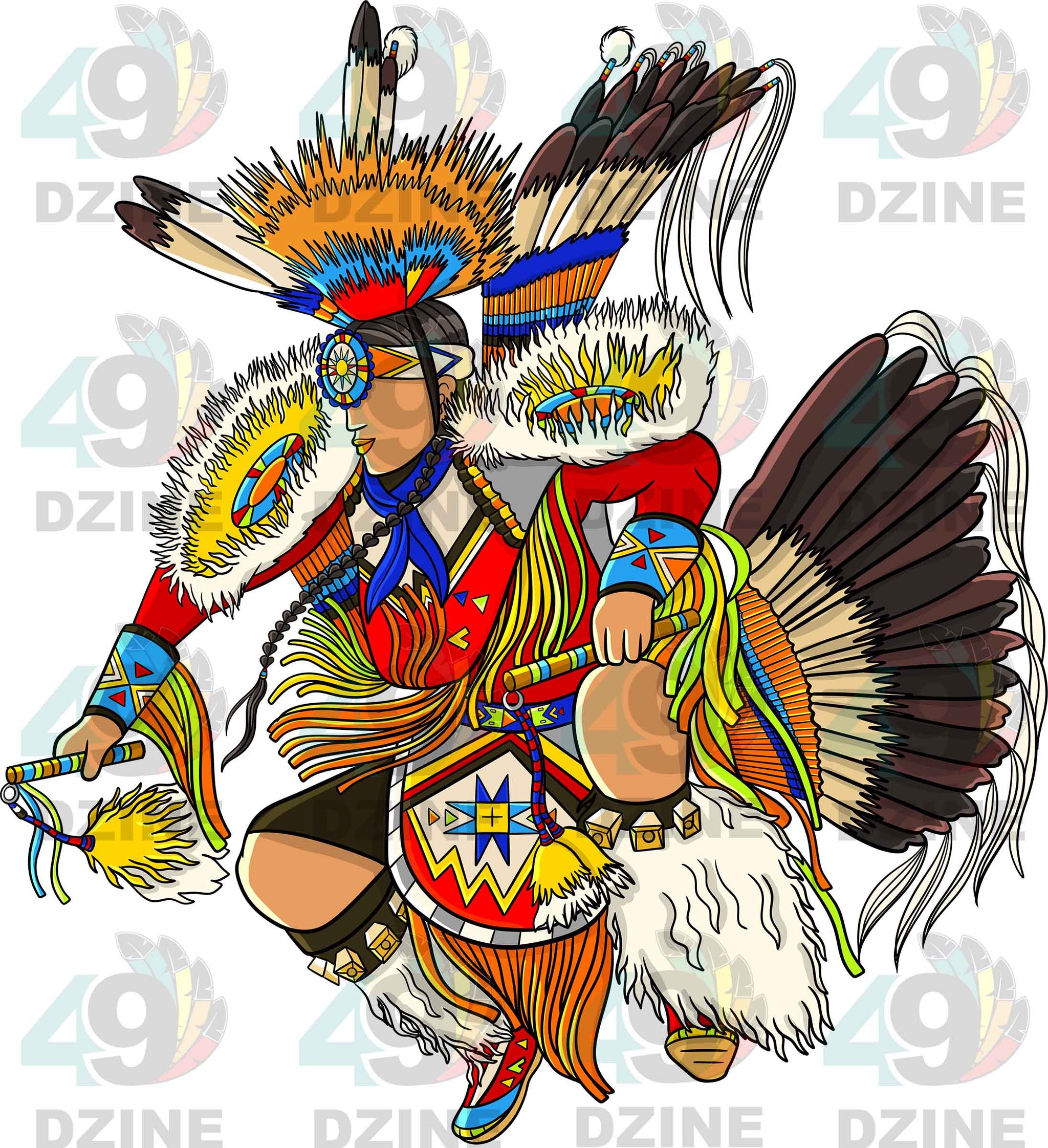 Fancy Dancer Men 3 Transfer (Various Sizes)
