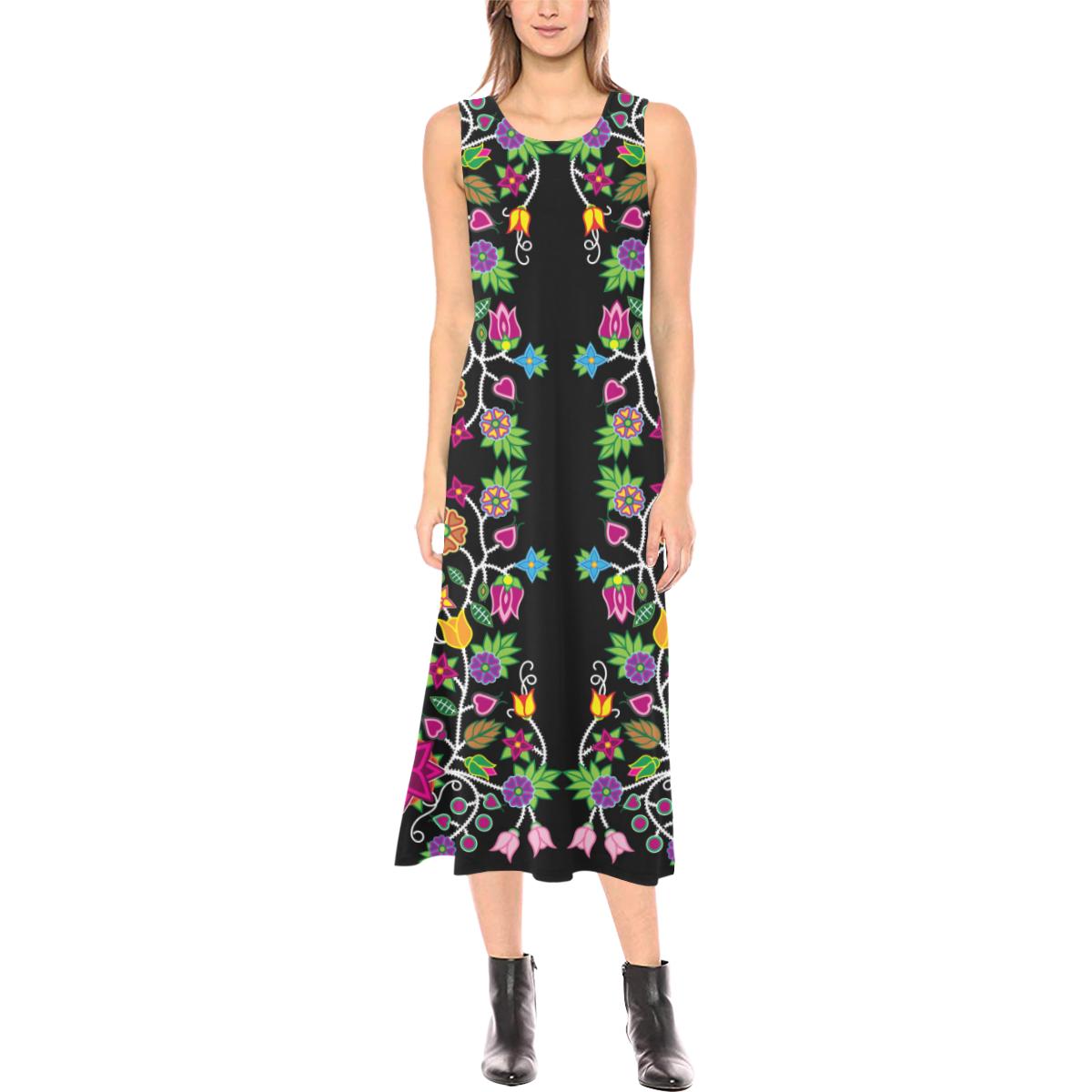 Floral Beadwork Phaedra Sleeveless Open Fork Long Dress