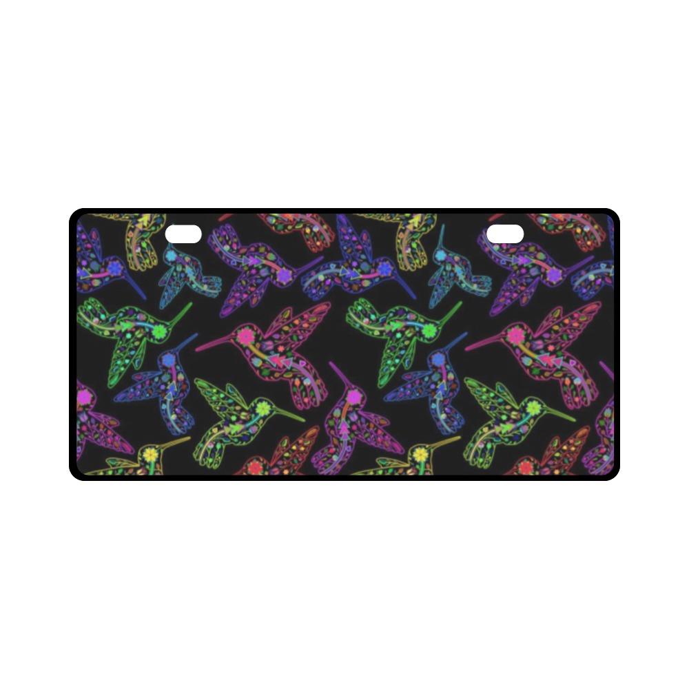 Neon Floral Hummingbirds License Plate