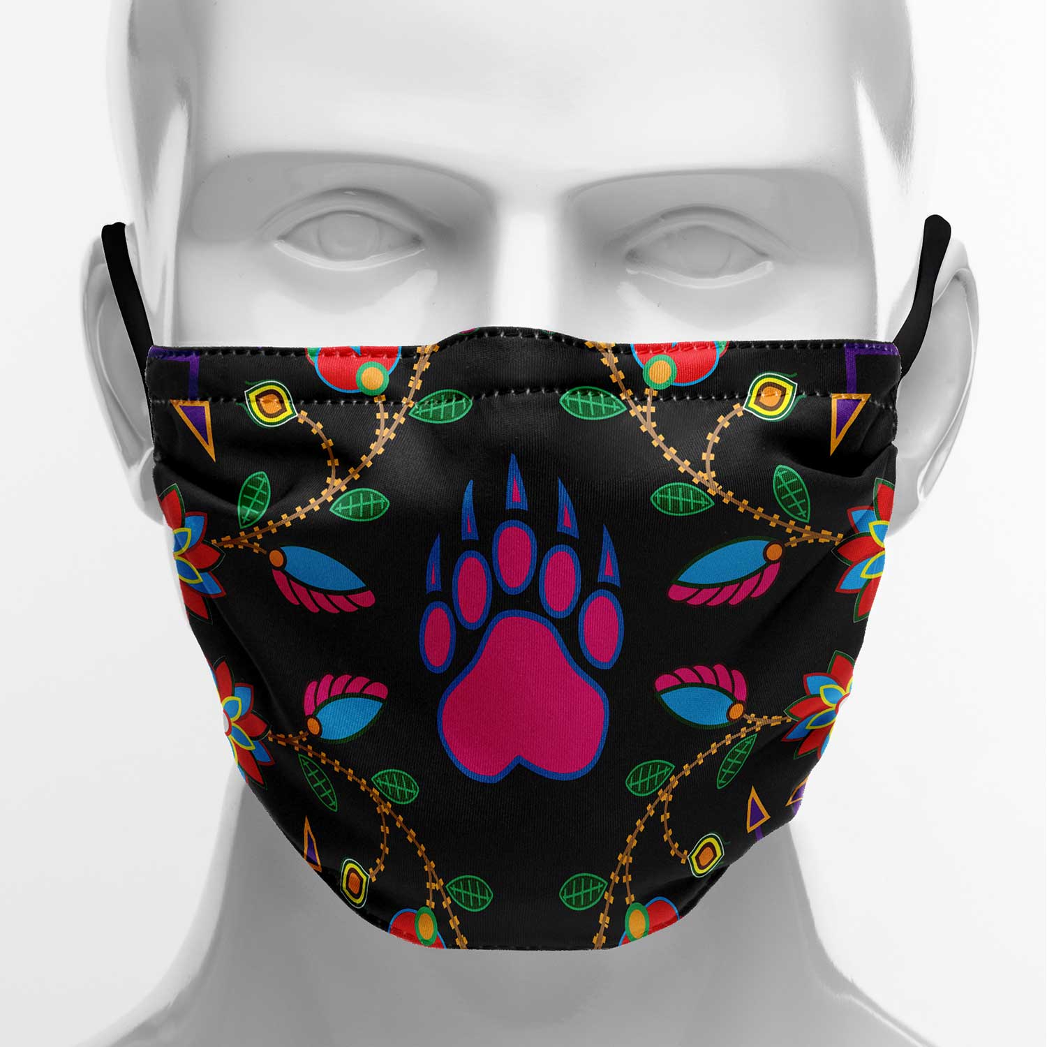 Geometric Floral Fall Black Face Cover